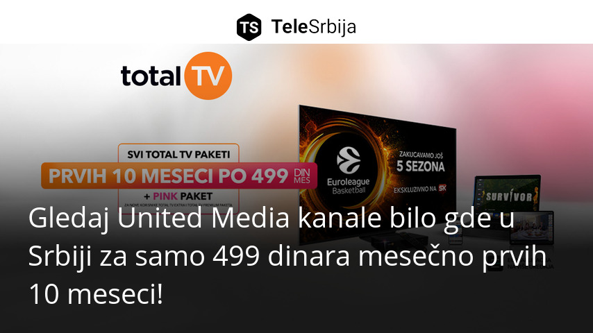 Gledaj United Media kanale bilo gde u Srbiji za samo 499 dinara mesečno prvih 10 meseci ...